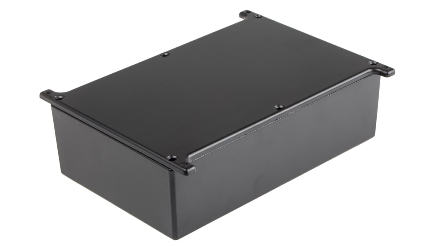 RS PRO Black Die Cast Aluminium Enclosure, Flanged, Black Lid, 187 x ...