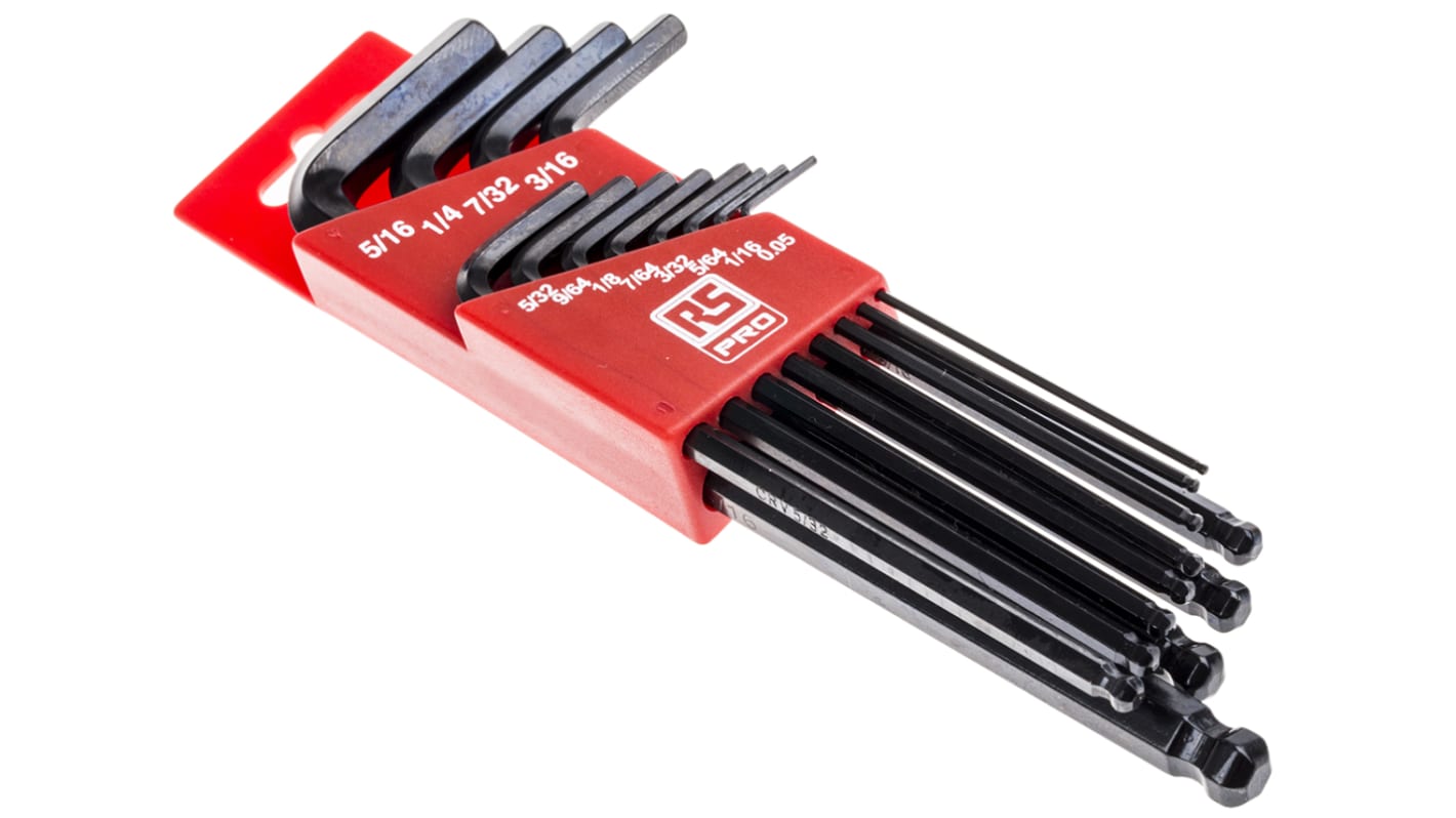 RS PRO 12 piece L Shape Imperial Hex Key Set, 0.05 → 7/32in | RS