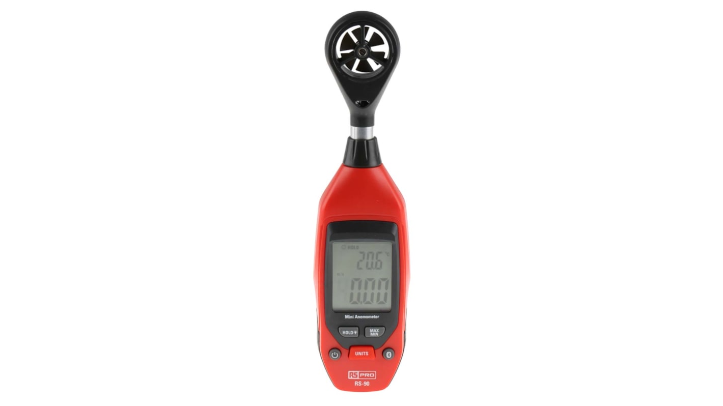 RS PRO RS-90 NTC, Rotary Vane Anemometer, 25m/s Max, Measures Air ...