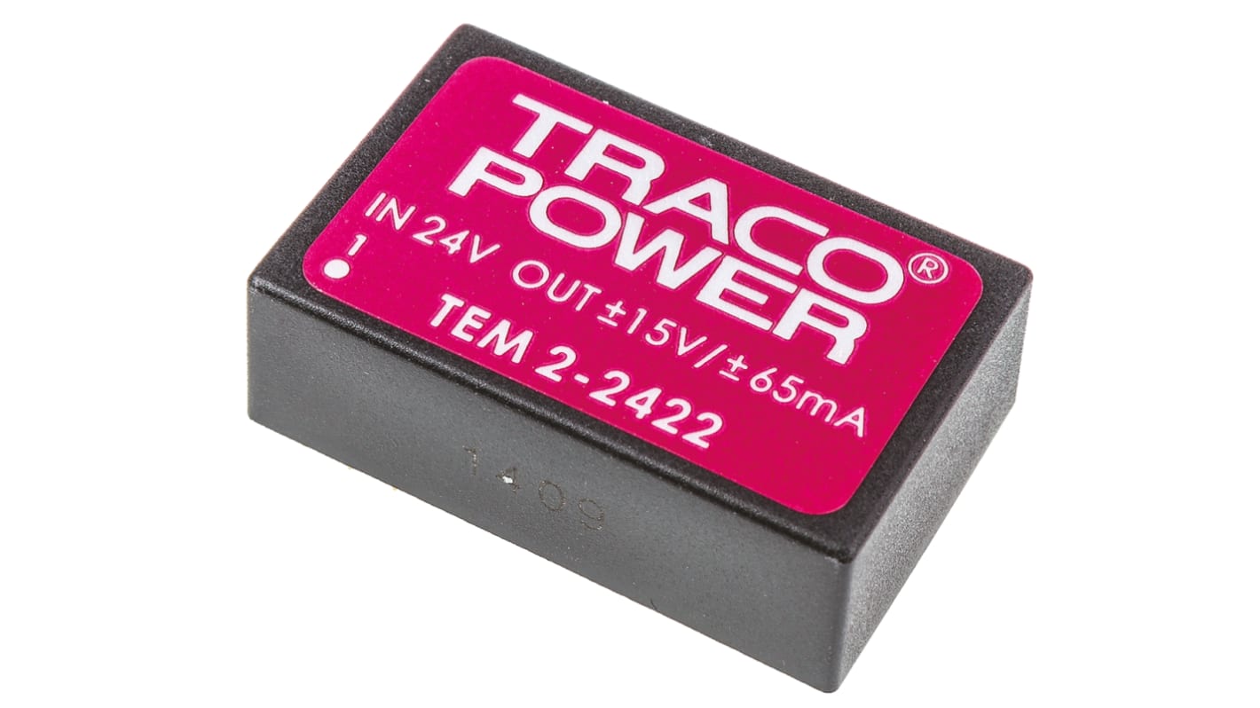 TEM 2-2422 | TRACOPOWER TEM 2 DC-DC Converter, ±15V dc/ ±65mA Output ...