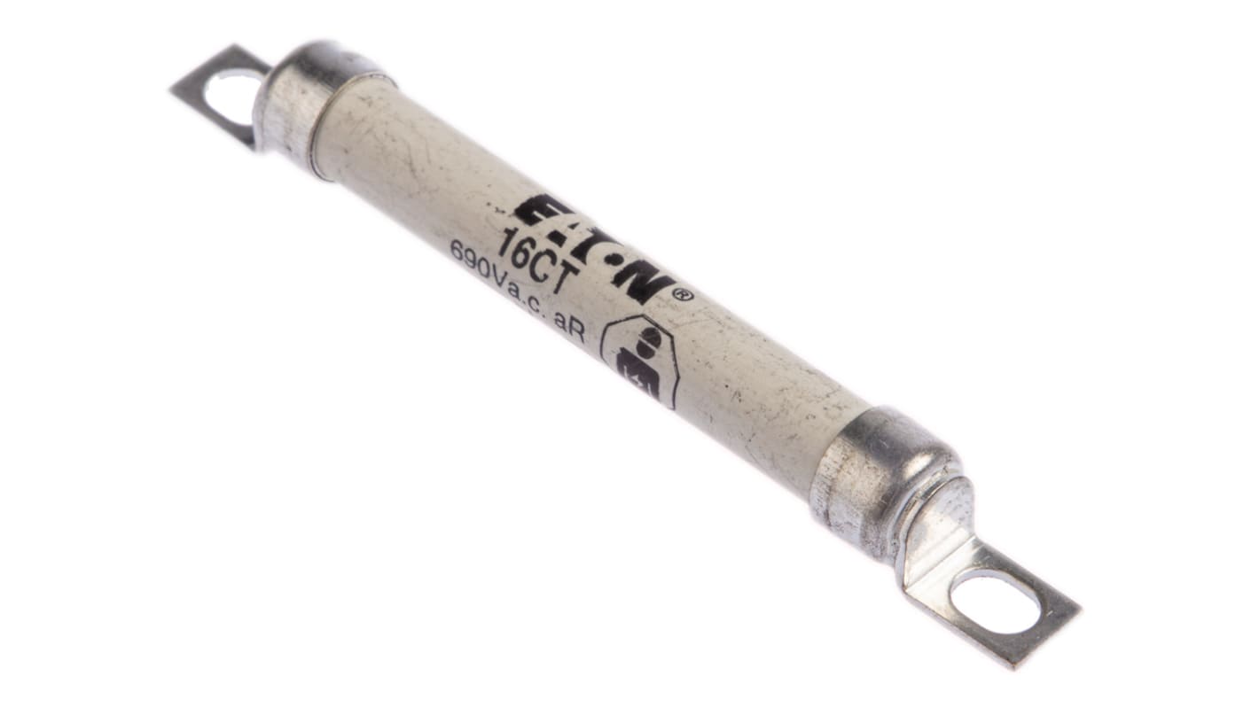 16CT | Eaton 16A British Standard Fuse, CT, 690 V ac, 500V dc, 64.3mm | RS