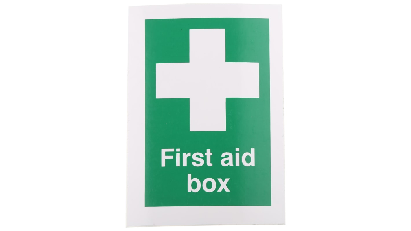 RS PRO Vinyl Green/White First Aid Label, H67 mm W50mm | RS