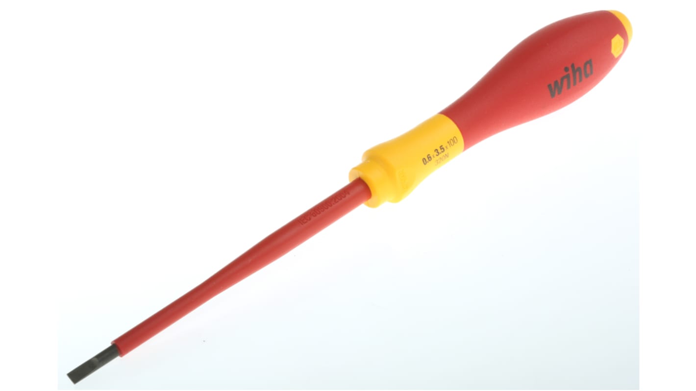 00822 | Wiha Tools Flat, 3.5 mm Tip, 100 mm Blade, VDE/1000V, 204 mm ...