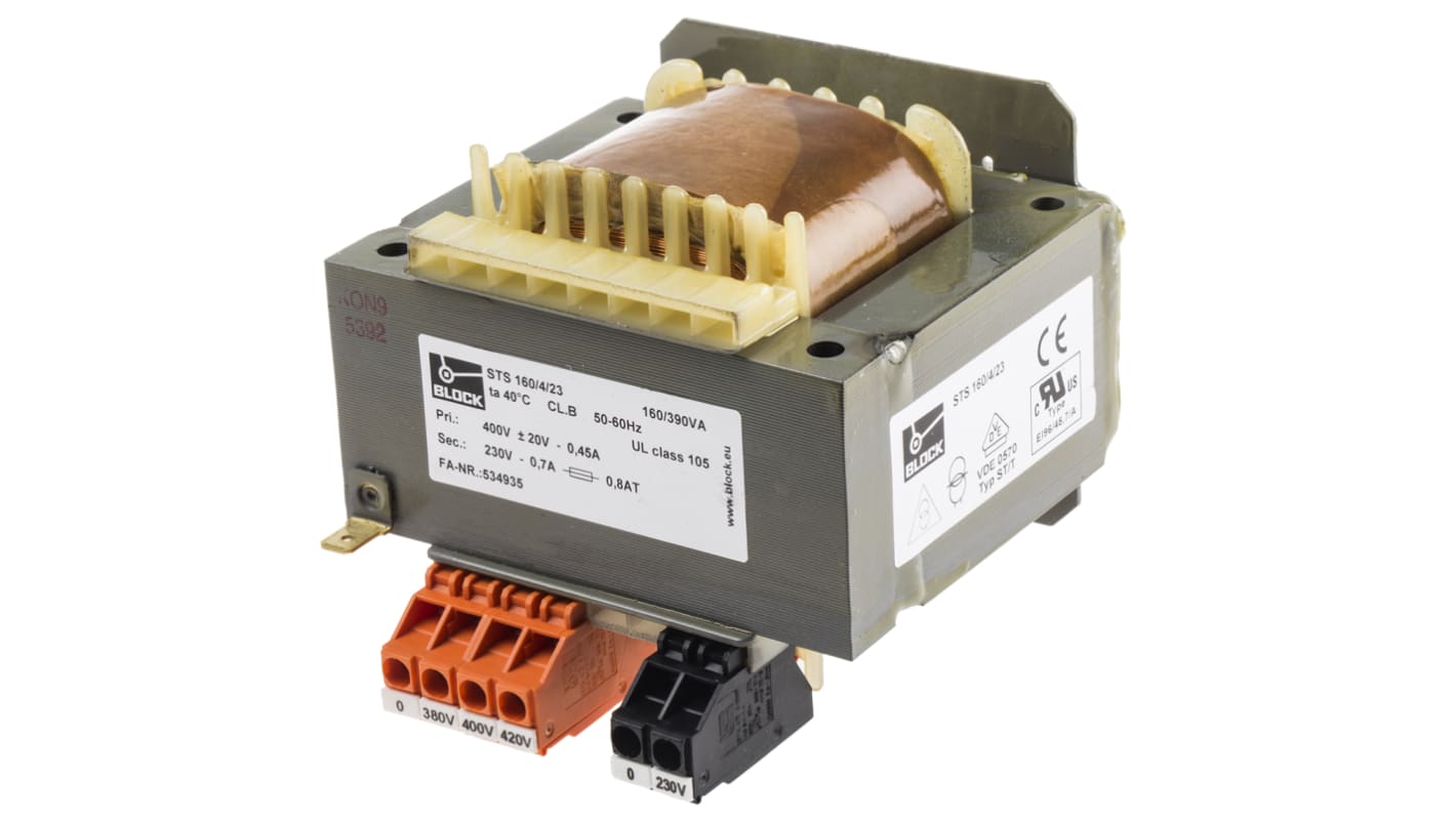 STS160/4/23 | Block 160VA DIN Rail Transformer, 380V ac, 400V ac, 420V ...