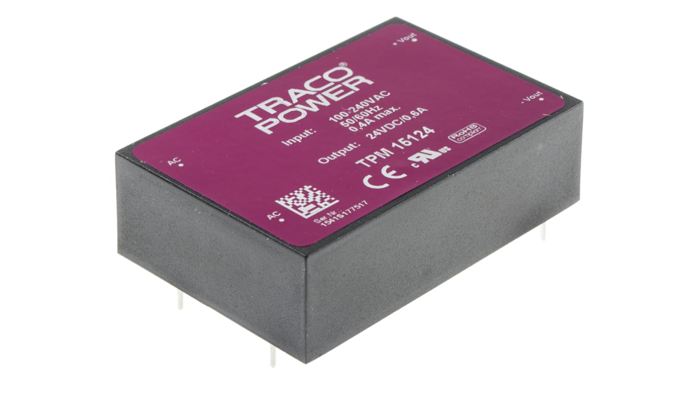 TRACOPOWER Embedded Switch Mode Power Supply SMPS, TPM 15124, 24V dc ...