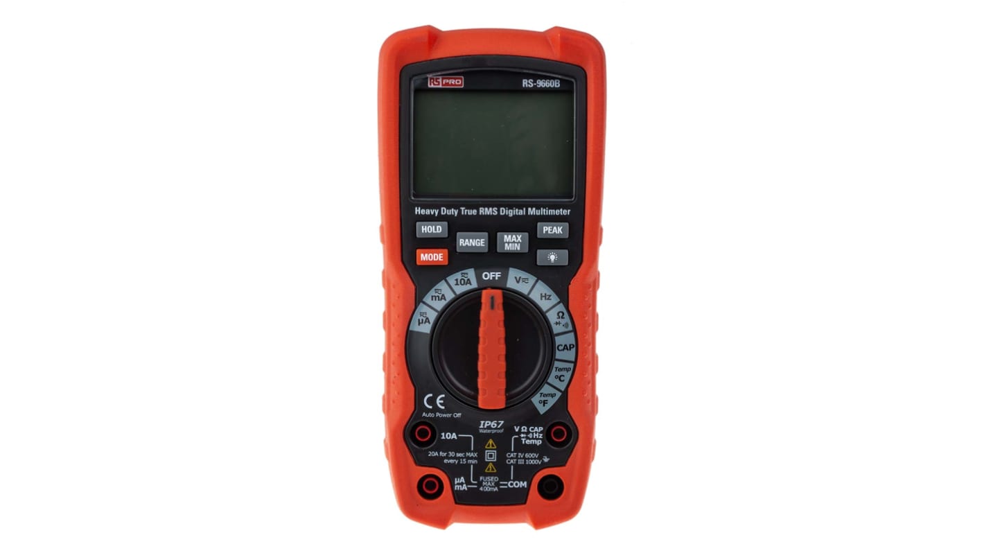 RS PRO RS-9660B Handheld Digital Multimeter, True RMS, 10A ac Max, 10A ...