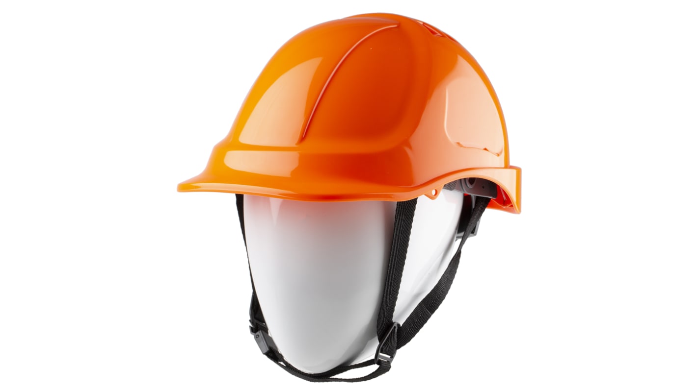 RS PRO Orange Safety Helmet with Chin Strap, Ventilated | RS