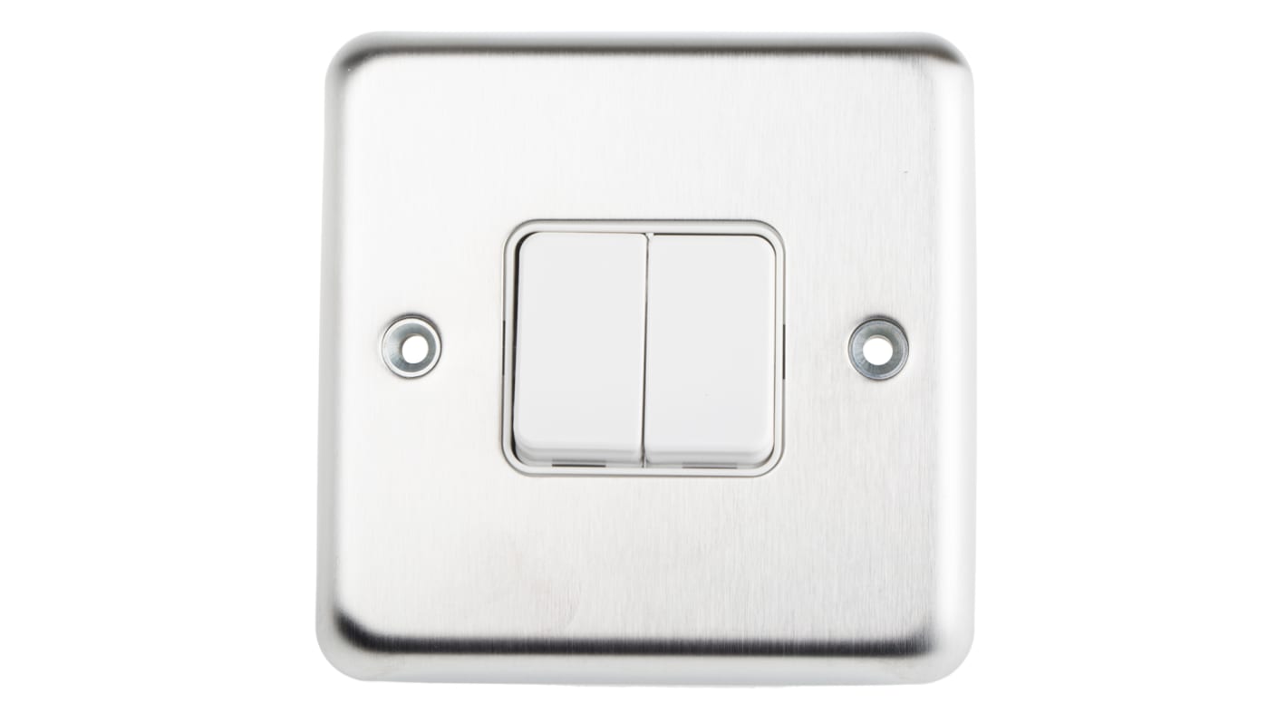 K4672BSS | MK Electric White Rocker Light Switch, 2 Way, 2 Gang, K4672 | RS
