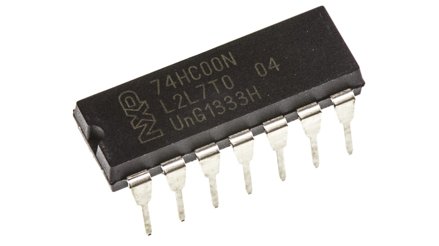 NXP 74HC00N,652, Quad 2-Input NAND Logic Gate, 14-Pin PDIP | RS