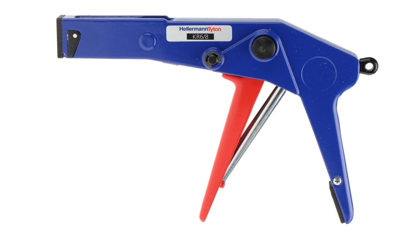 121-00680 KR6/8-BU/RD | HellermannTyton Cable Tie Gun, 8mm Capacity | RS