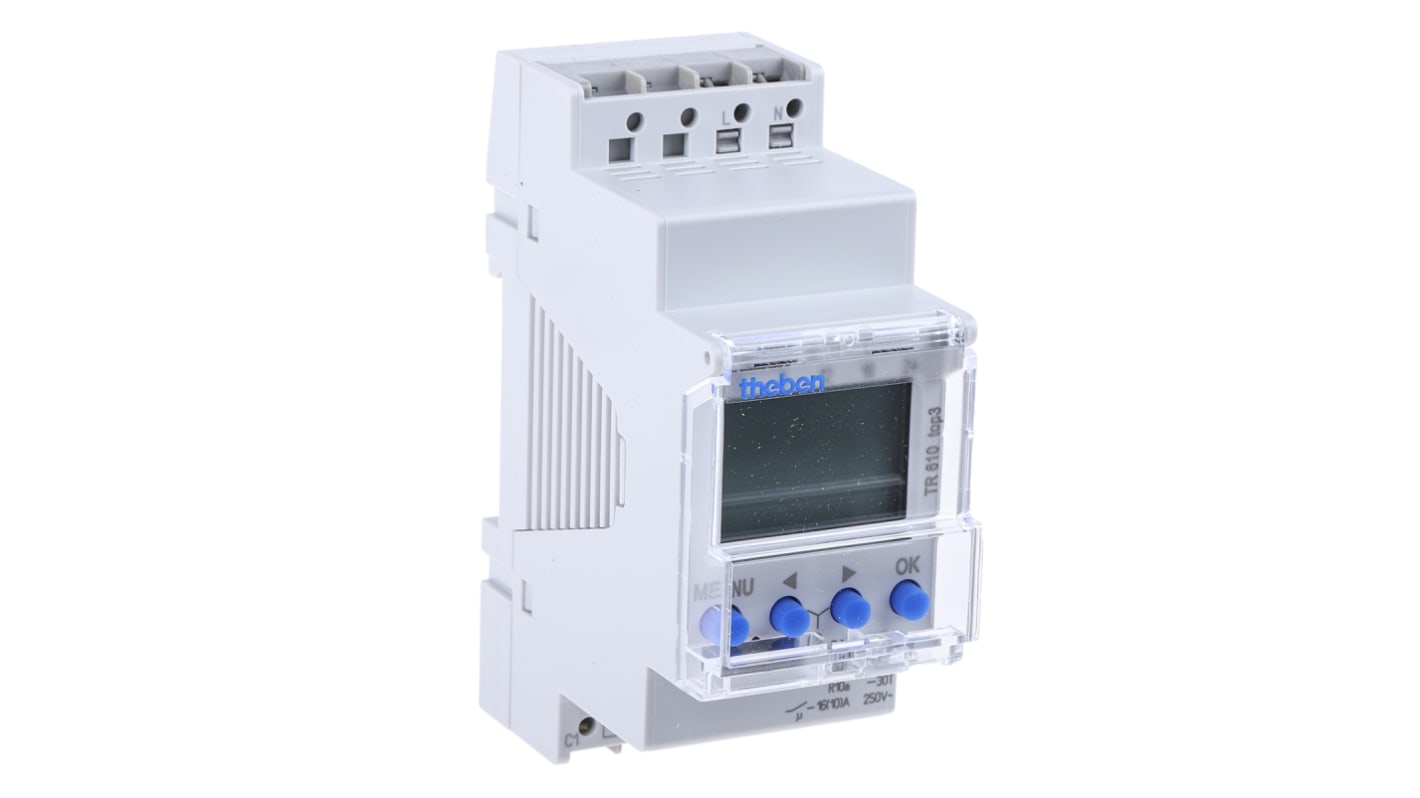 TR610 top3 | Theben Digital DIN Rail Time Switch 230 V ac, 1-Channel | RS