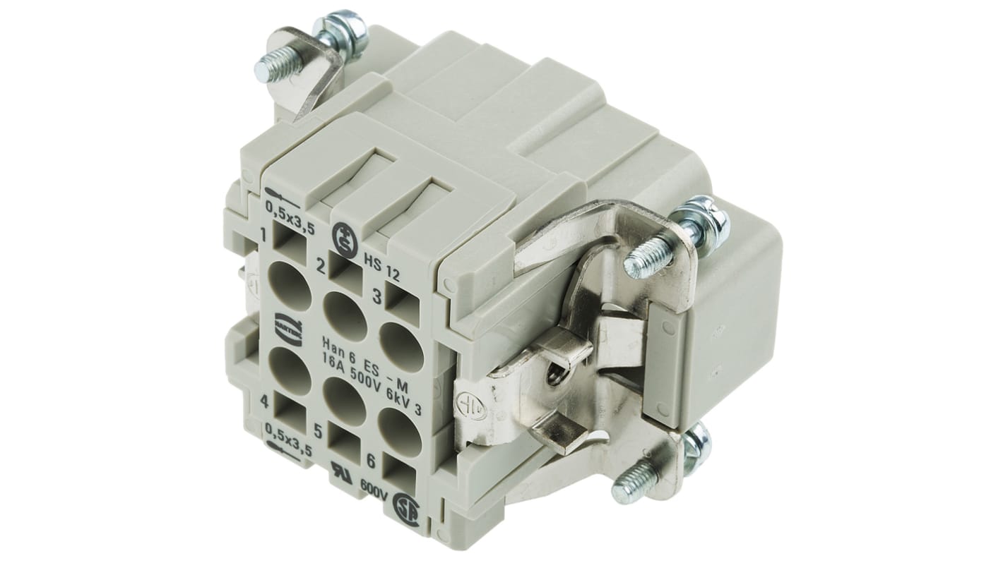 09330062616 | HARTING Heavy Duty Power Connector Insert, 16A, Male, Han ...