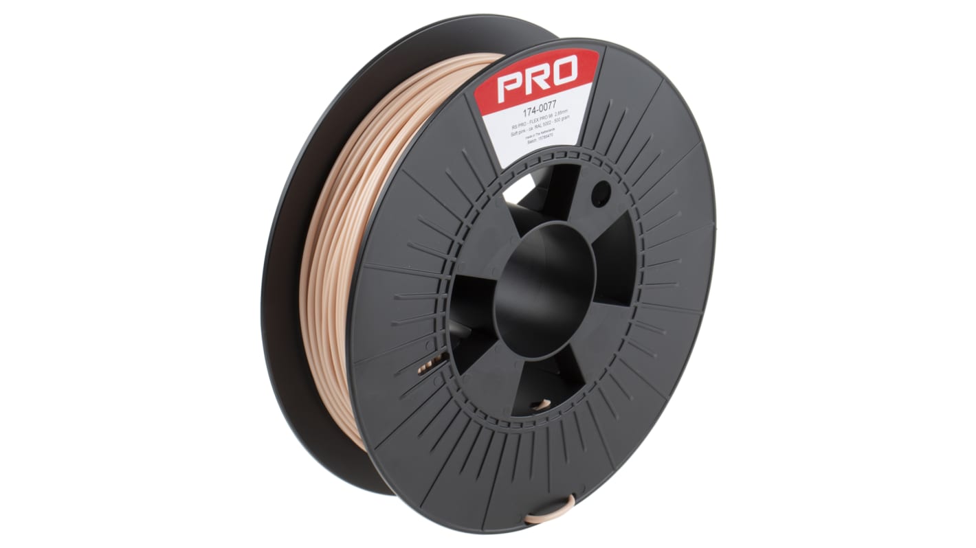 RS PRO 2.85mm Pink TPU 98A 3D Printer Filament, 500g | RS