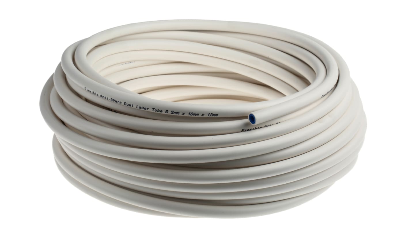 RS PRO Compressed Air Pipe White PUR, PVC 10mm x 30m | RS