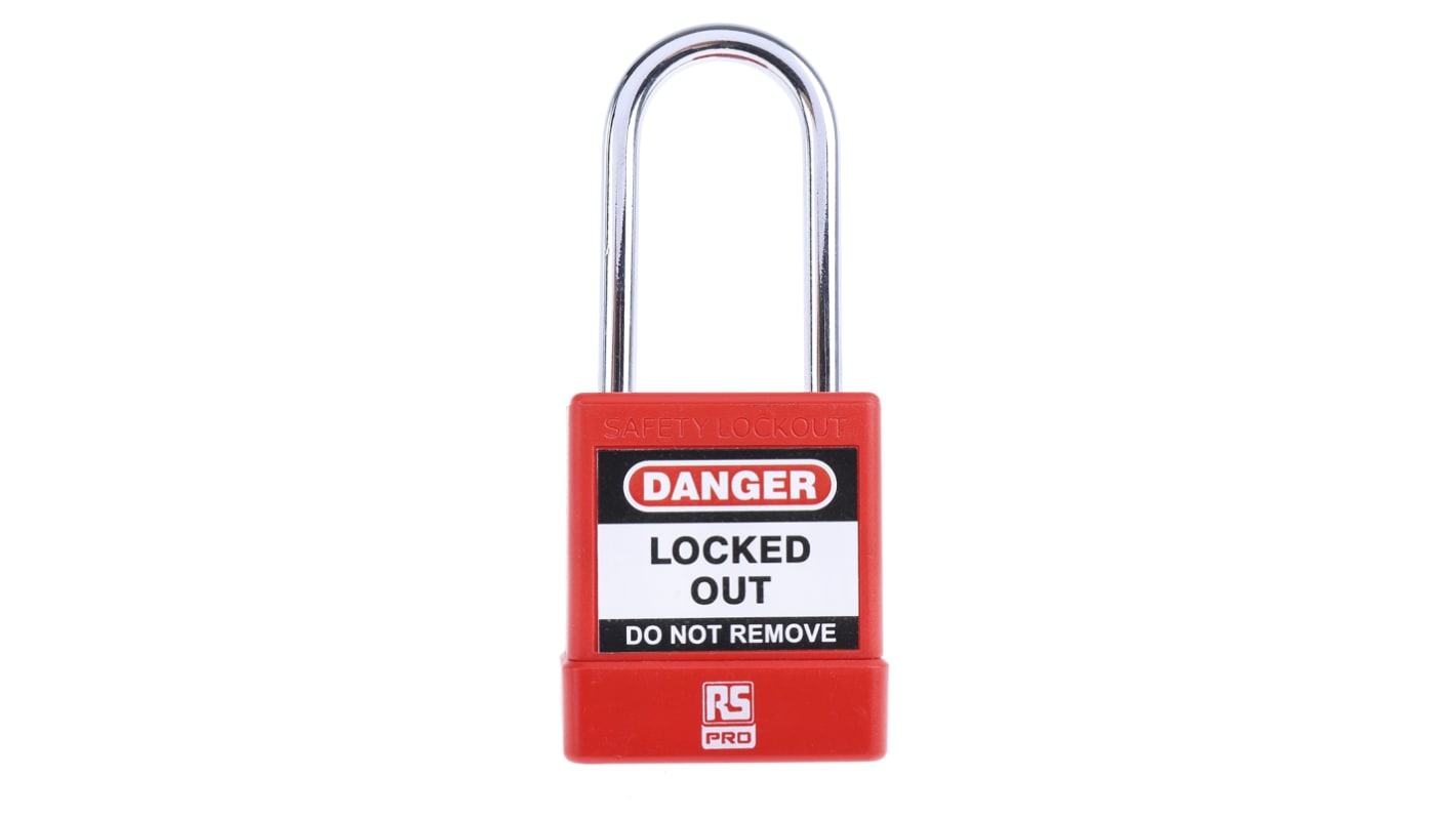 RS PRO Red 1-Lock ABS, Steel Safety Lockout Padlocks, 5mm Shackle, 46mm ...