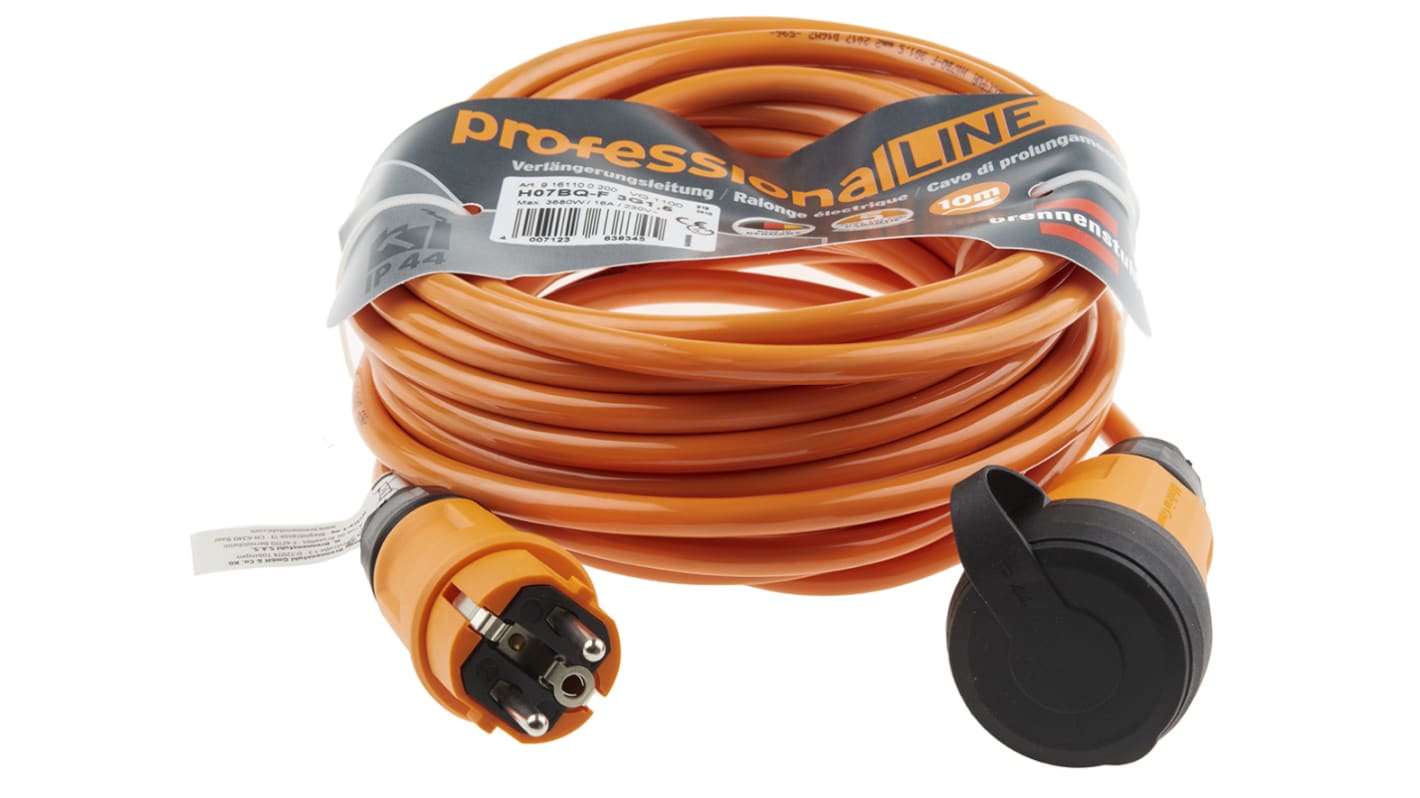 9161100200 | brennenstuhl 10m 1 Socket Schuko Extension Lead, 230 V ac ...