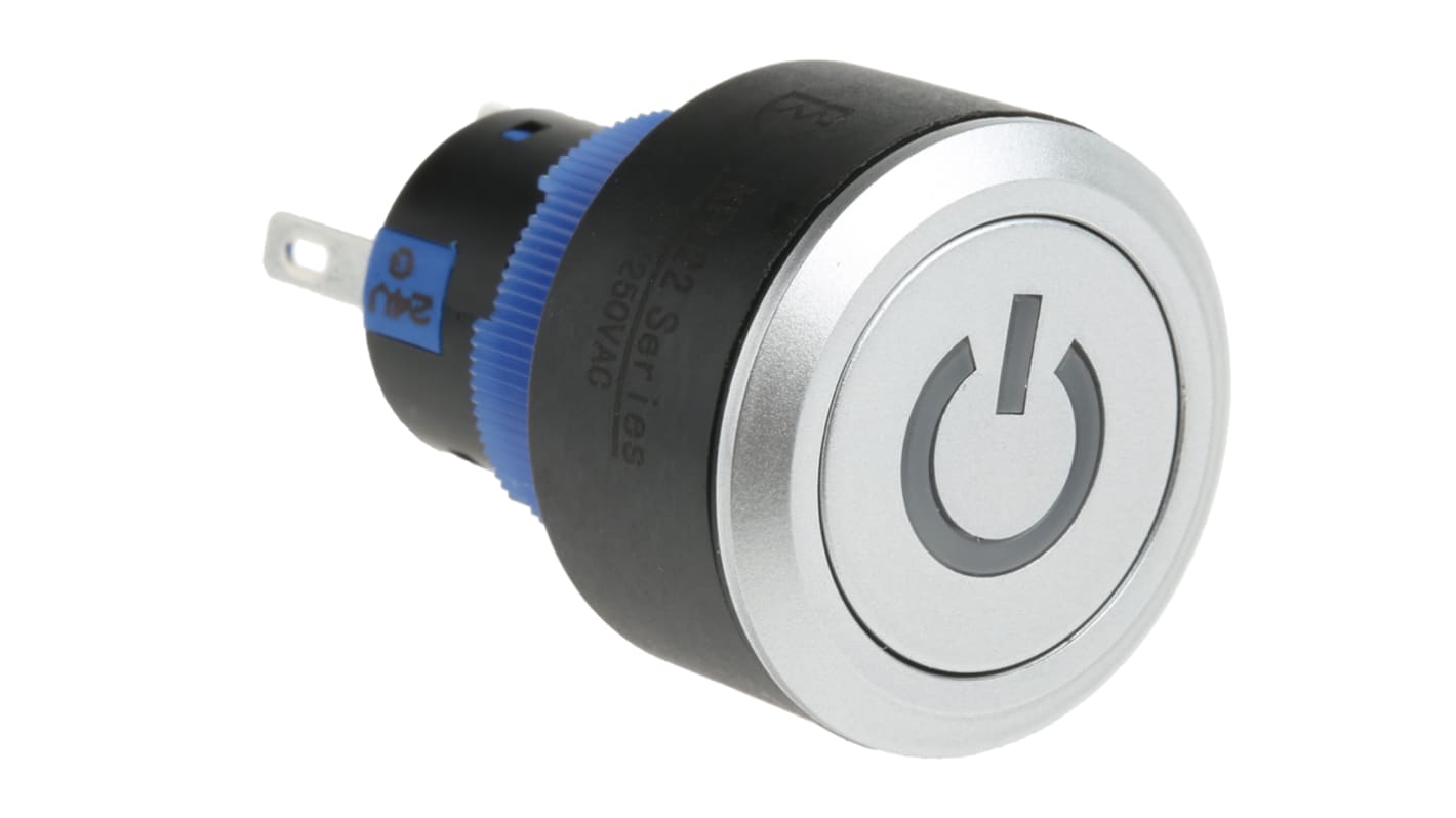 RS PRO Illuminated Push Button Switch, Momentary, Panel Mount, 22.2mm ...