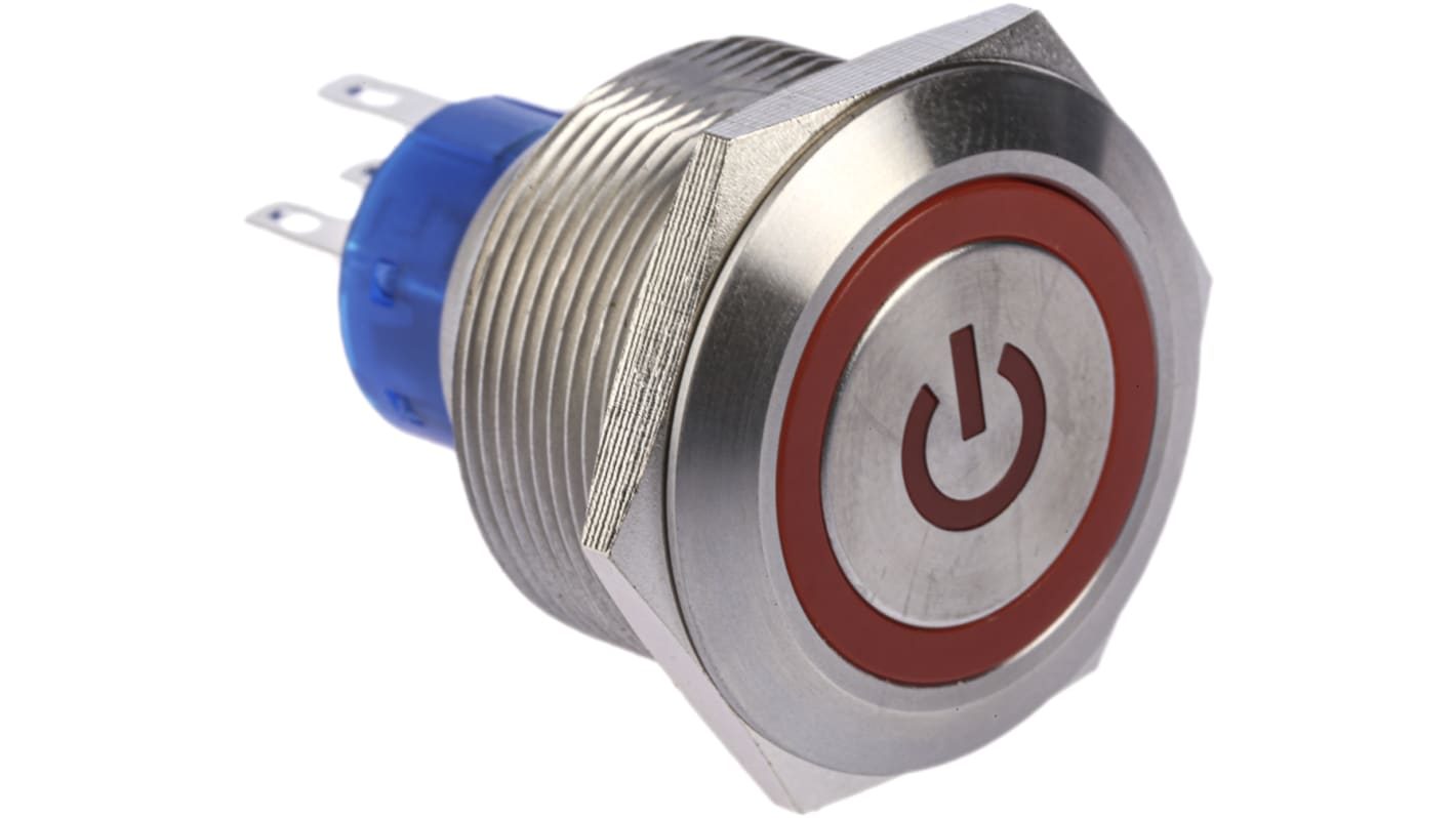 RS PRO Illuminated Push Button Switch, Panel Mount, 25.2mm Cutout, SPDT ...