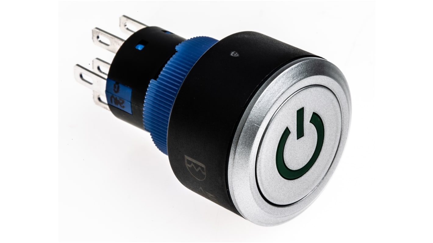 RS PRO Illuminated Push Button Switch, Panel Mount, 22.2mm Cutout, DPDT ...