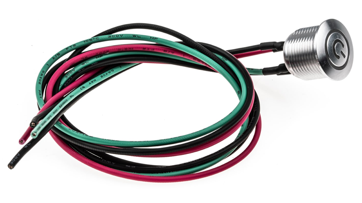 RS PRO Illuminated Push Button Switch, Momentary, Panel Mount, 16mm ...