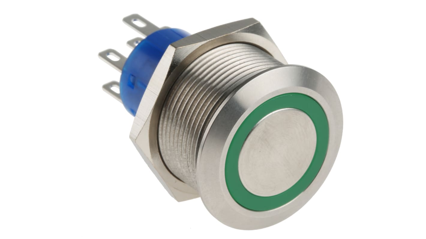 RS PRO Illuminated Push Button Switch, Panel Mount, 22.2mm Cutout, DPDT ...