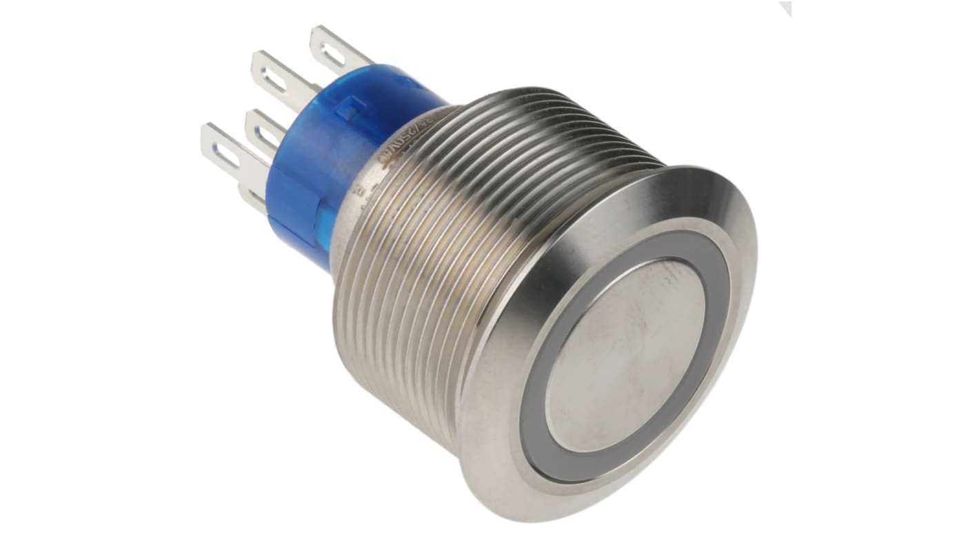 RS PRO Push Button Switch, Panel Mount, 25.2mm Cutout, SPDT, 250V ac ...