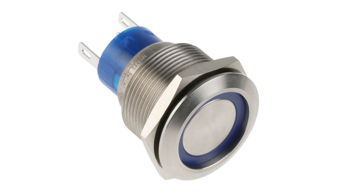 RS PRO Illuminated Push Button Switch, Panel Mount, 22.2mm Cutout, SPDT ...