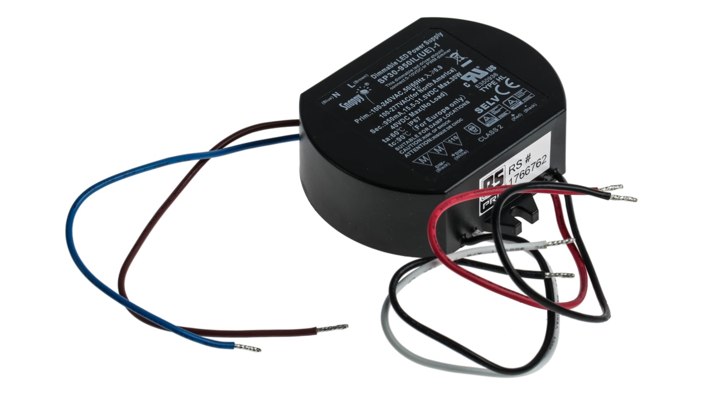 RS PRO LED Driver, 21 → 42.5V Output, 30W Output, 950mA Output ...