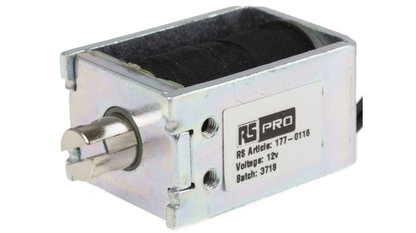 RS PRO Linear Solenoid, 12 V dc, 37 x 20.3 x 26 mm | RS