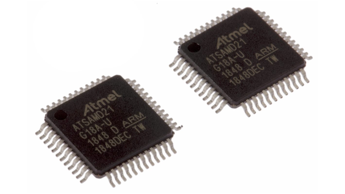 Microchip ATSAMD21G18A-AU, 32bit ARM Cortex M0+ Microcontroller, ATSAMD, 48MHz, 256 kB Flash, 48 ...