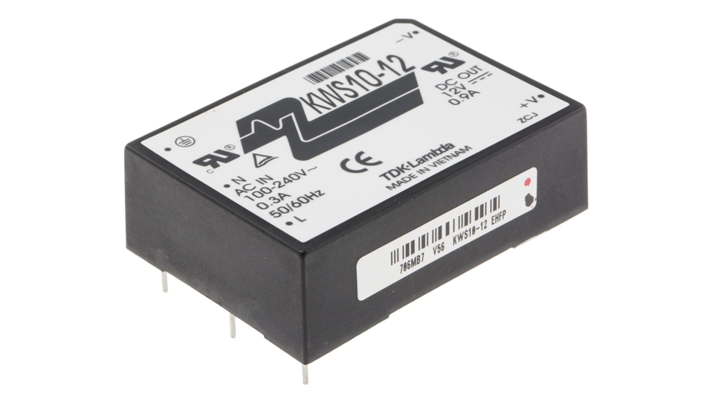 TDK-Lambda Embedded Switch Mode Power Supply SMPS, KWS 10 12, 12V dc ...