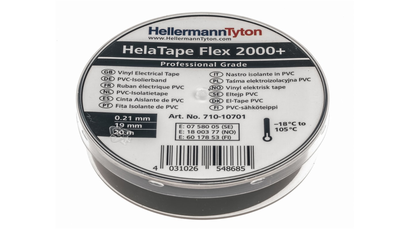 710-10701 HTAPE-FLEX2000+19x20-PVC-BK | HellermannTyton Electrical Tape | RS