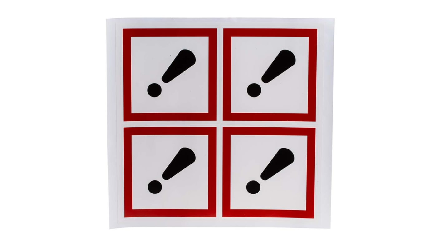 RS PRO White Gloss Polymeric Vinyl Safety Labels, GHS Irritant-Text 100 ...