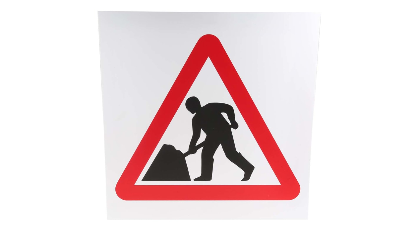 RS PRO Plastic Men at Work Road Traffic Sign, H450 mm W450mm | RS