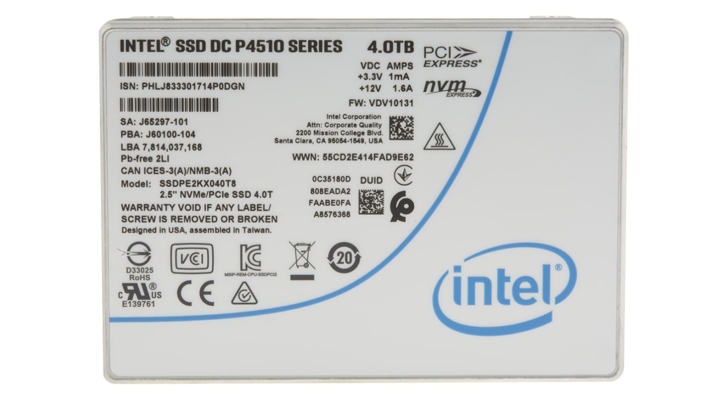 SSDPE2KX040T801 | Intel Solid State Drive DC P4510 2.5 in 4 TB Internal ...