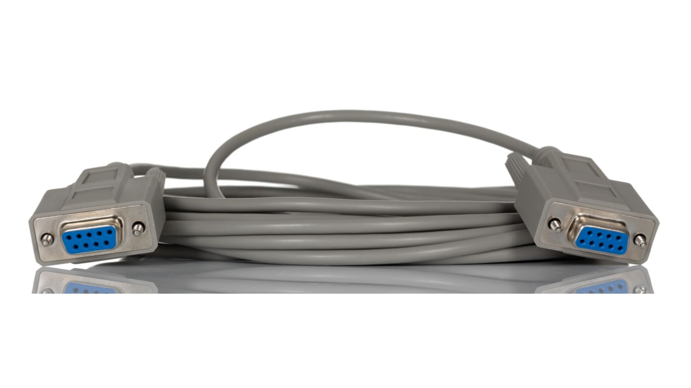 RS PRO Female 9 Pin D-sub to Female 9 Pin D-sub Serial Cable, 5m PVC | RS