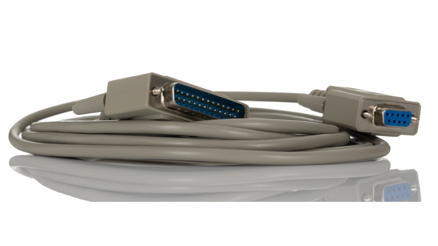 RS PRO Female 9 Pin D-sub to Male 25 Pin D-sub Serial Cable, 3m PVC | RS