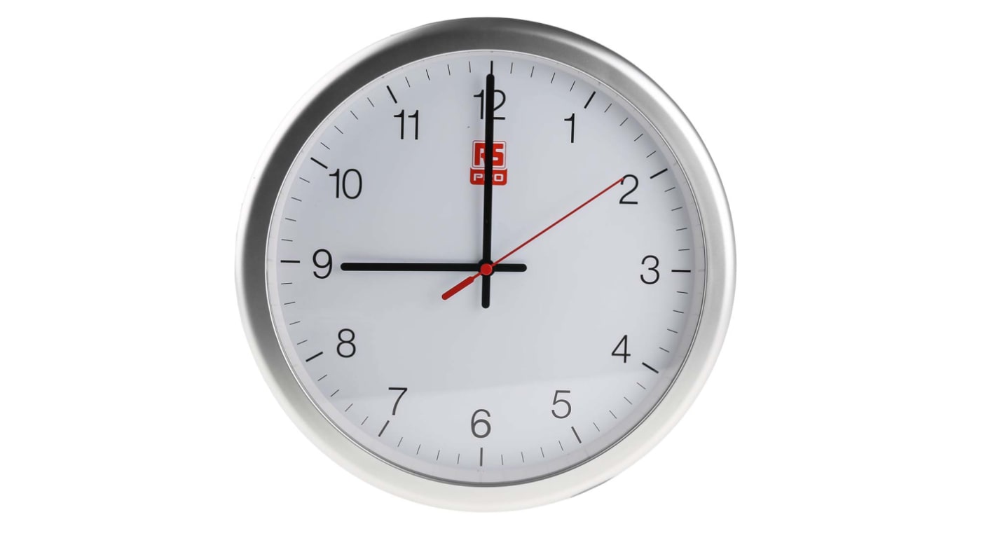 RS PRO White Analogue Wall Clock, 300mm Diameter | RS