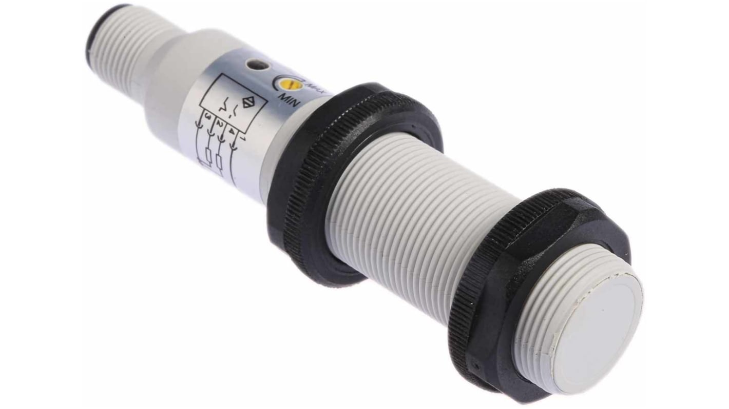 RS PRO Capacitive Barrel-Style Proximity Sensor, M18 x 1, 8 mm Detection, PNP Output, 10 → 30 V ...