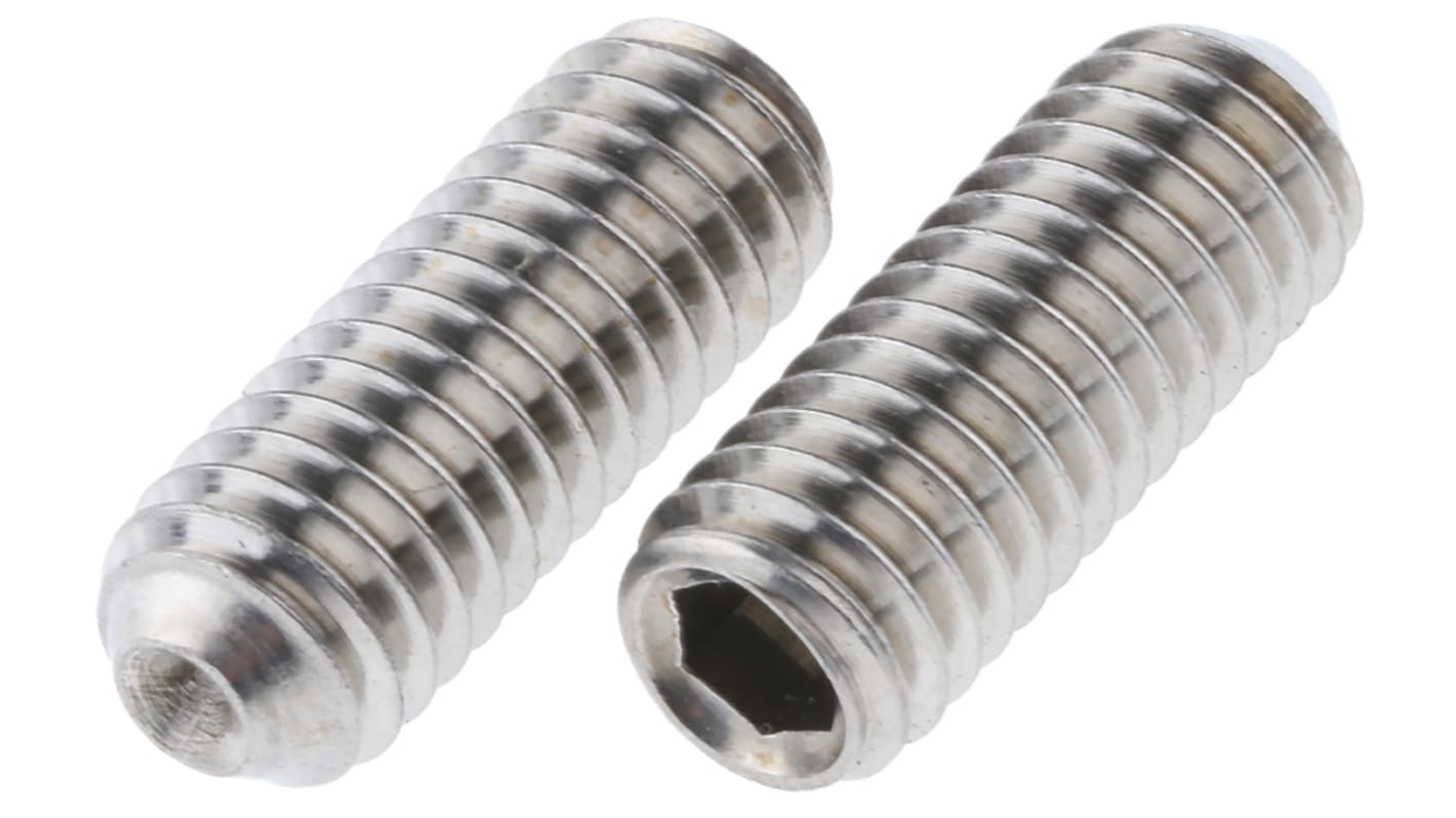 Plain Stainless Steel Hex Socket Set M6 x 16mm Grub Screw | RS