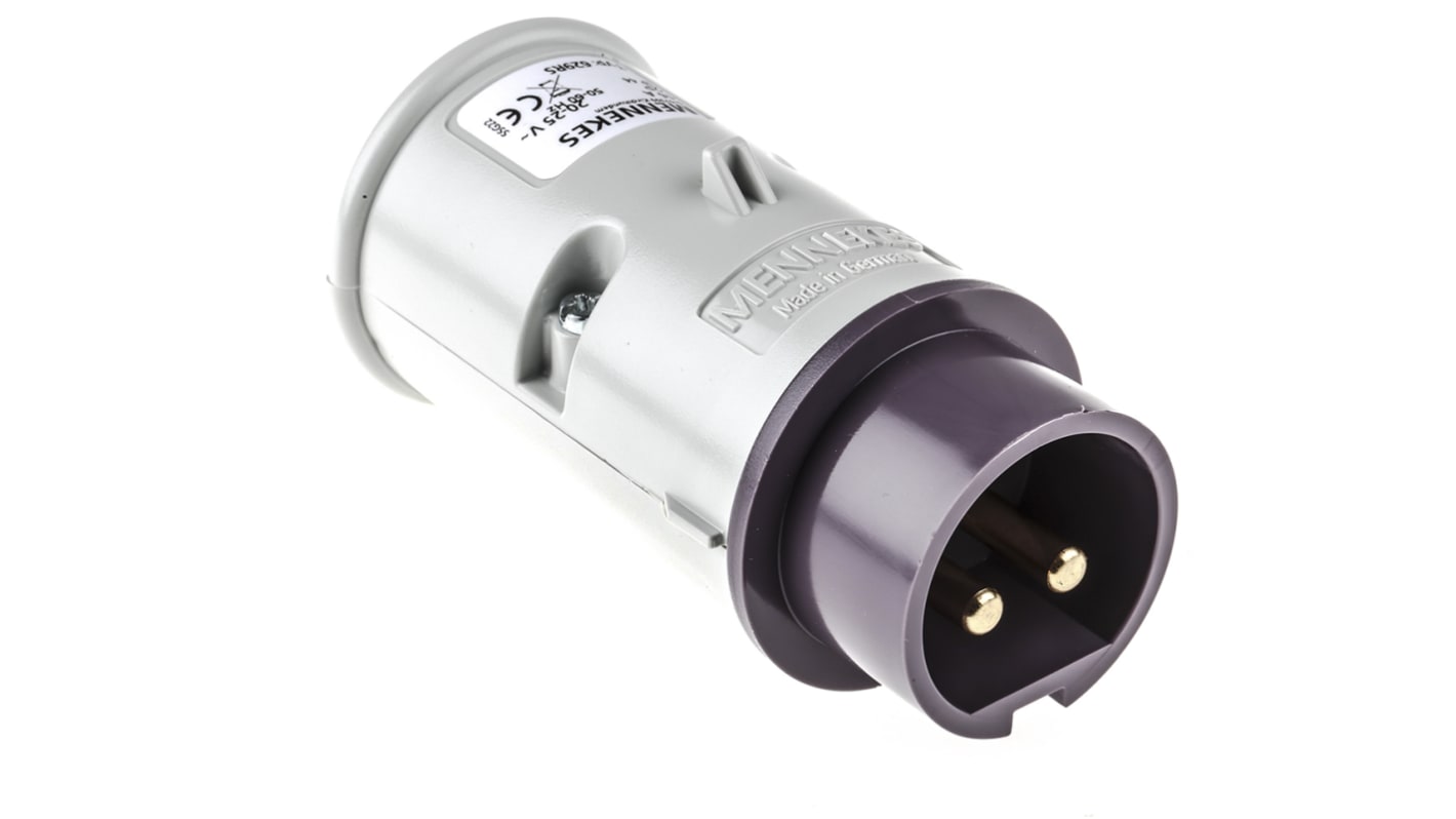 629A | MENNEKES IP44 Purple Cable Mount 2P Industrial Power Plug, Rated ...
