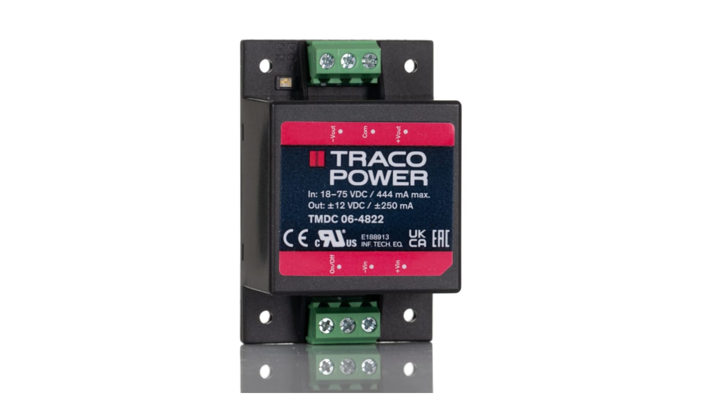 TRACOPOWER DC-DCコンバータ Vout：±12V dc 18 → 75 V dc, 6W, TMDC 06-4822 | RS