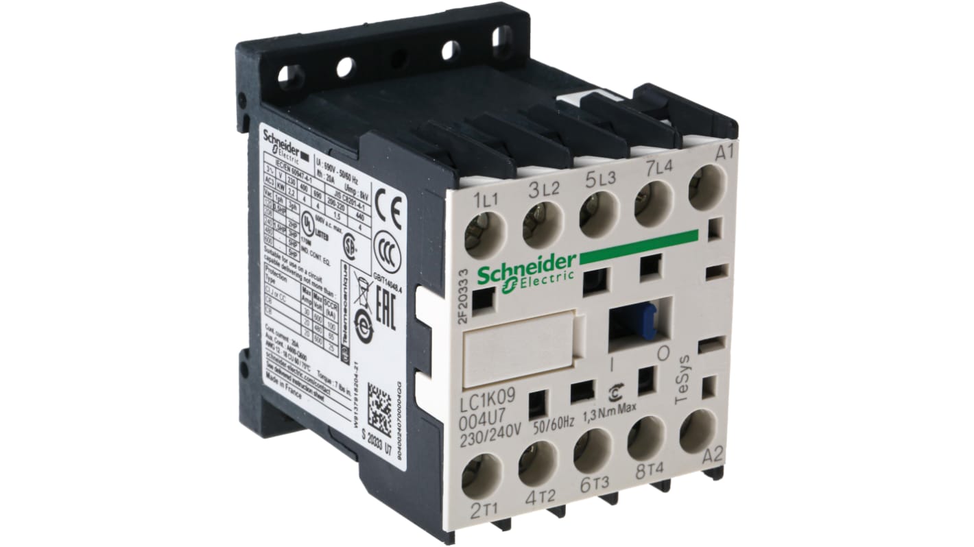 LC1K09004U7 | Schneider Electric TeSys K LC1K Contactor, 220 → 240 V ac ...