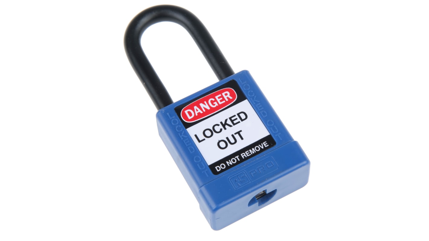 RS PRO Blue 1-Lock Aluminium, Nylon Safety Lockout, 6.35mm Shackle | RS
