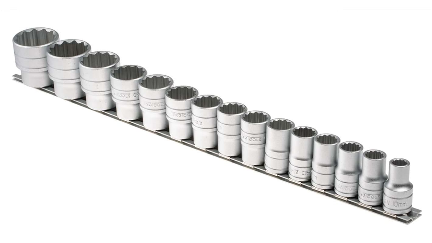 M1215MM | Teng Tools 15-Piece Metric 1/2 in Standard Socket Set , 12 ...