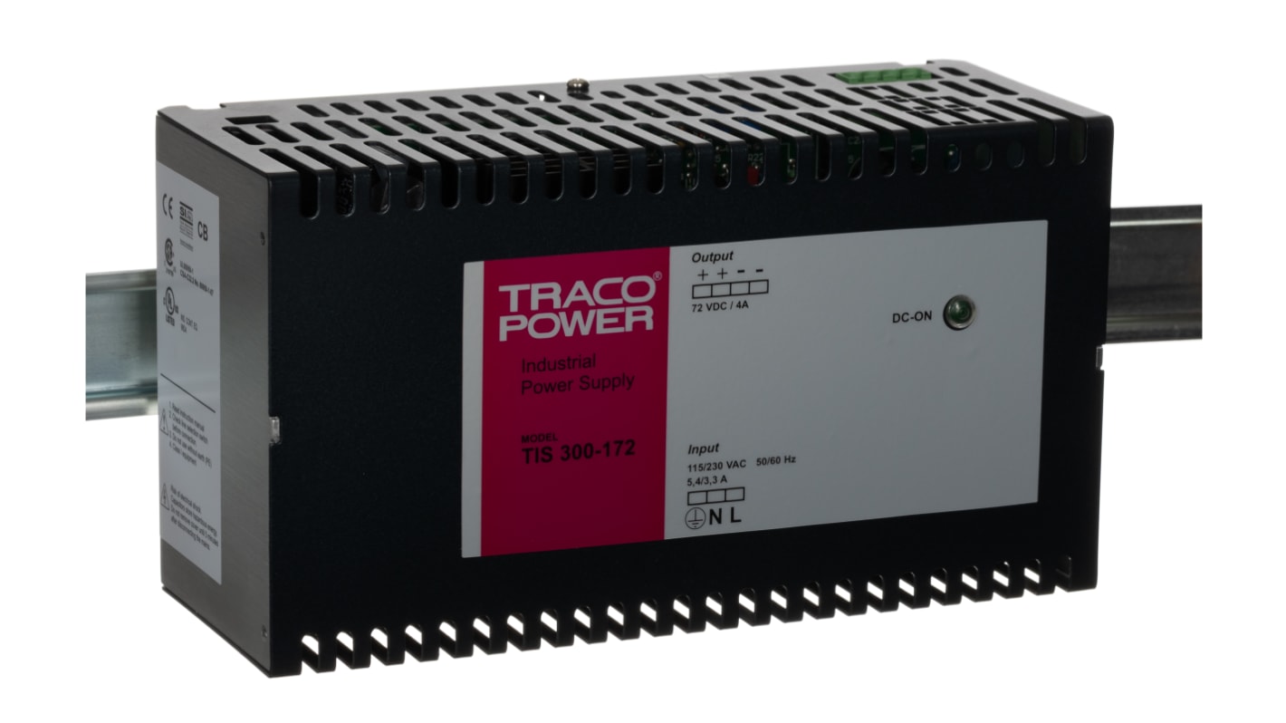 TIS 300-172 | TRACOPOWER TIS DIN Rail Power Supply, 115V ac ac Input ...