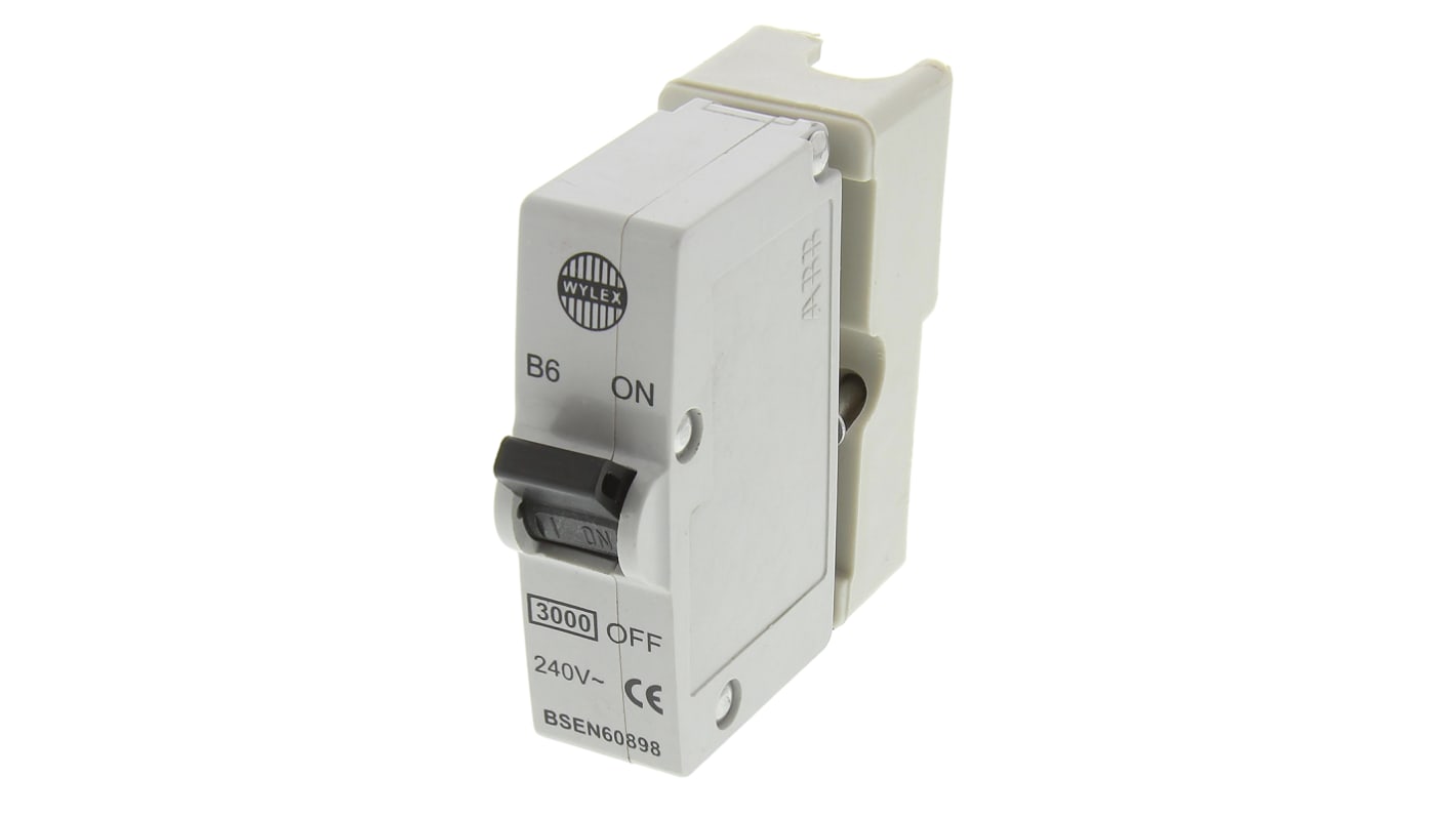 RS/B6 | Wylex Plug In B Series MCB, 1P, 6A Curve B | RS