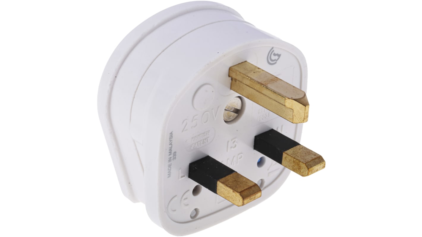 647 WHI | MK Electric UK Mains Plug, 13A, Cable Mount | RS