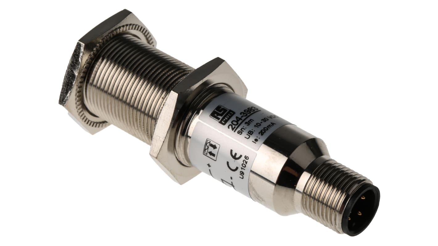 RS PRO Retro Reflective Photoelectric Sensor, Barrel Sensor, 3 m ...