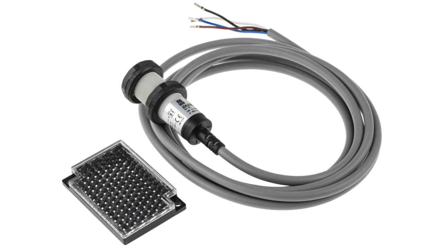 RS PRO Retro Reflective Photoelectric Sensor, Barrel Sensor, 3 m ...